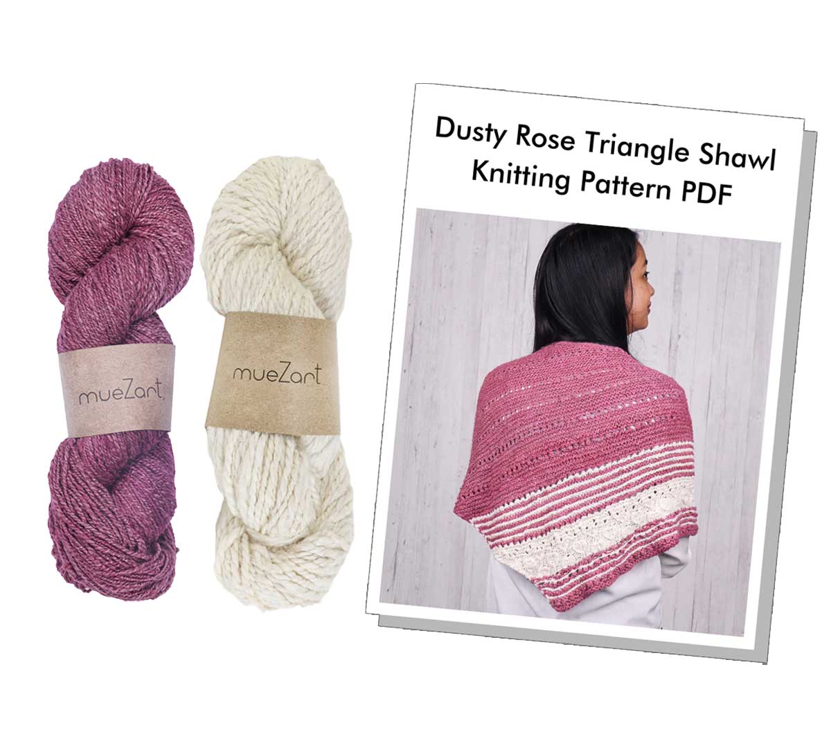 Dusty Rose Eri Silk Triangle Shawl - Knitting Kit – Muezart